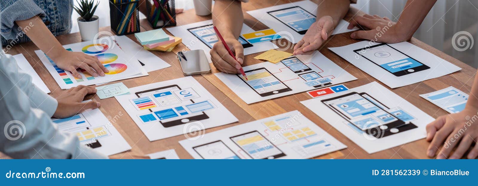 Creative Front End Developer Brainstorming Ui Design Scrutinize Stock Image Image Of Group