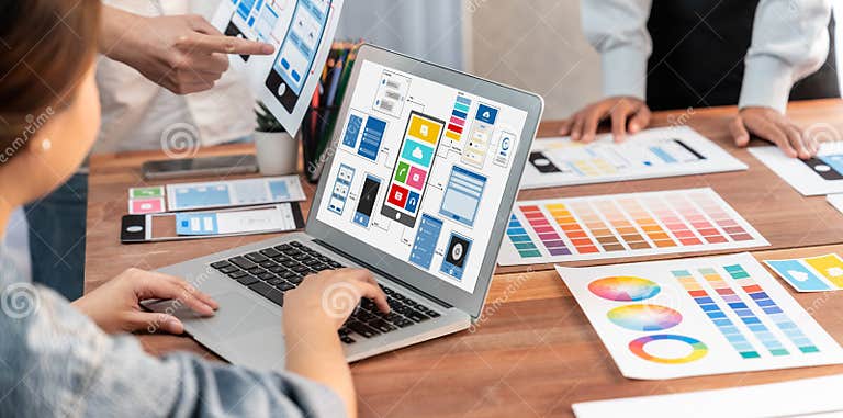 Creative Front-end Developer Brainstorming UI Design. Scrutinize Stock ...