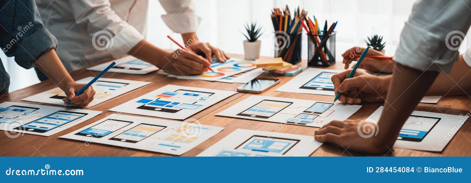 Creative Front-end Developer Brainstorming UI Design. Scrutinize Stock Photo - Image of meeting ...