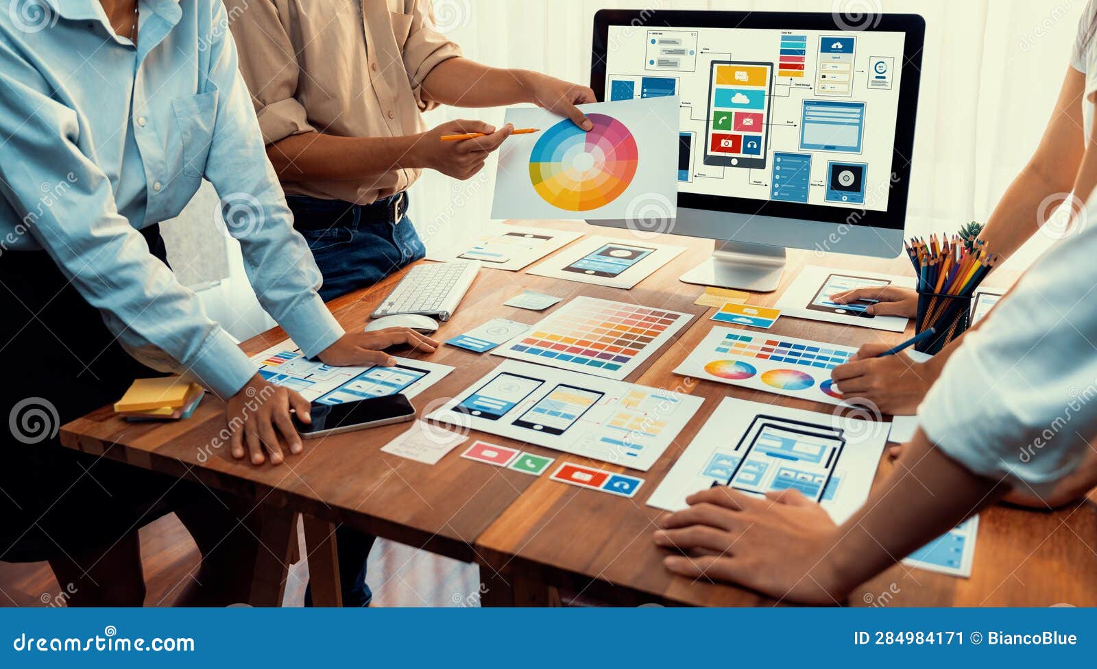 Creative Front-end Developer Brainstorming UI Design. Scrutinize Stock ...