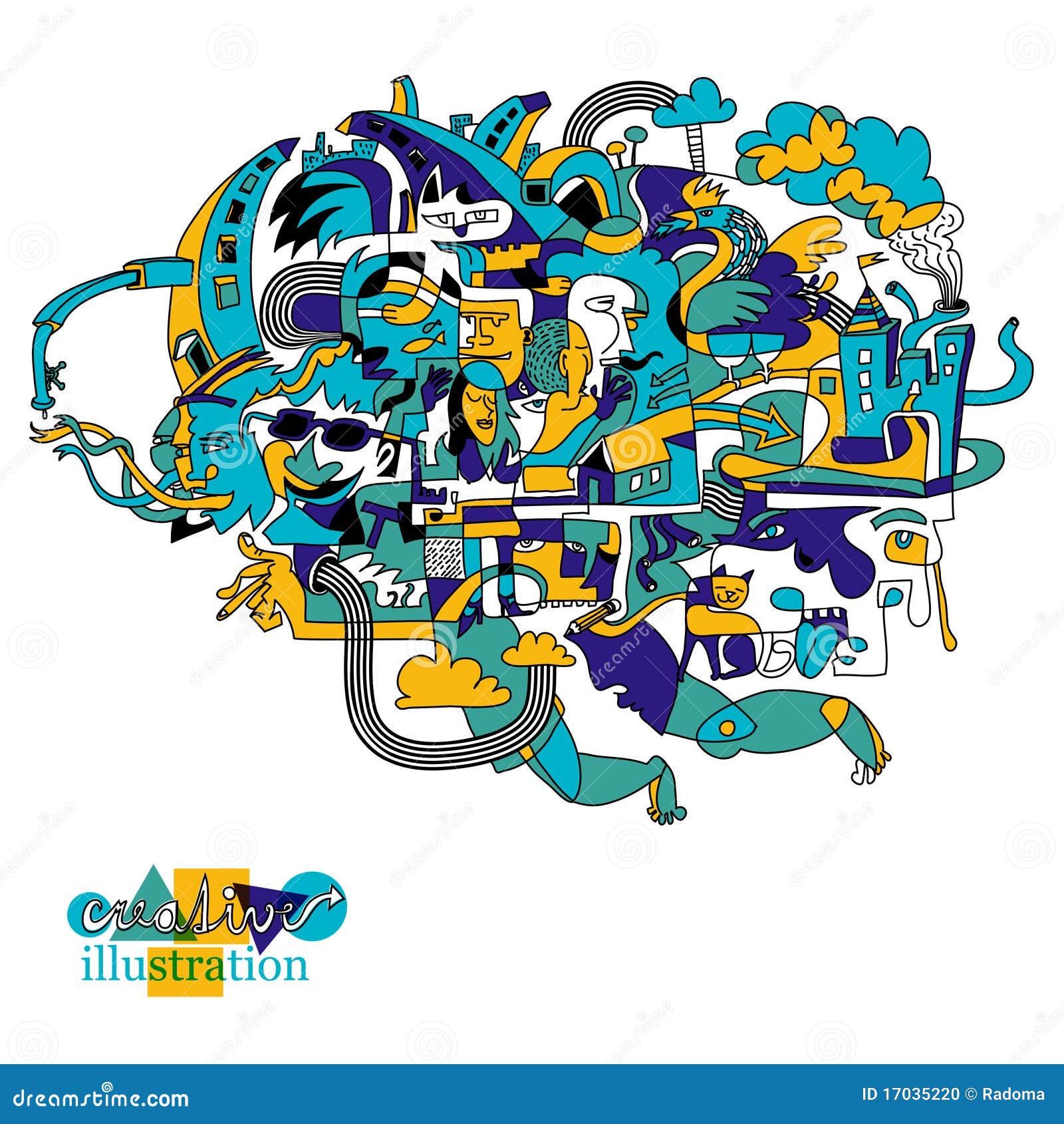Creative Funky Design Cartoon Vector | CartoonDealer.com #119288323