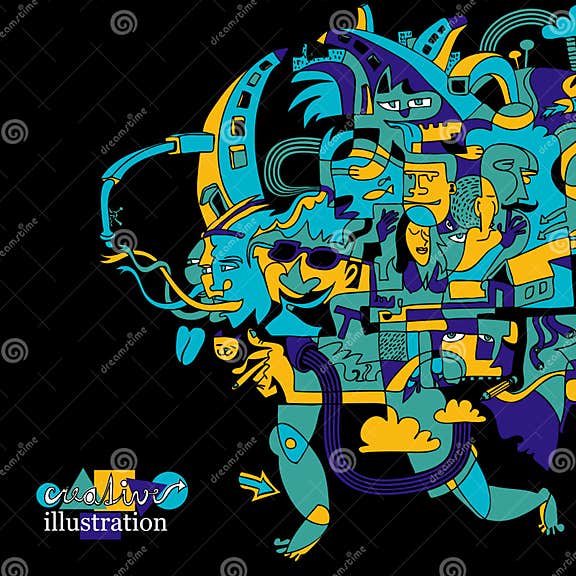 Creative Funky Illustration Stock Vector - Illustration of cubism ...