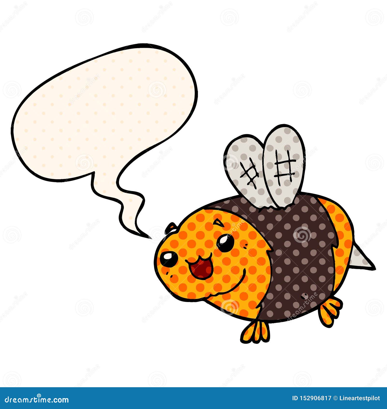 A Creative Funny Cartoon Bee and Speech Bubble in Comic Book Style ...