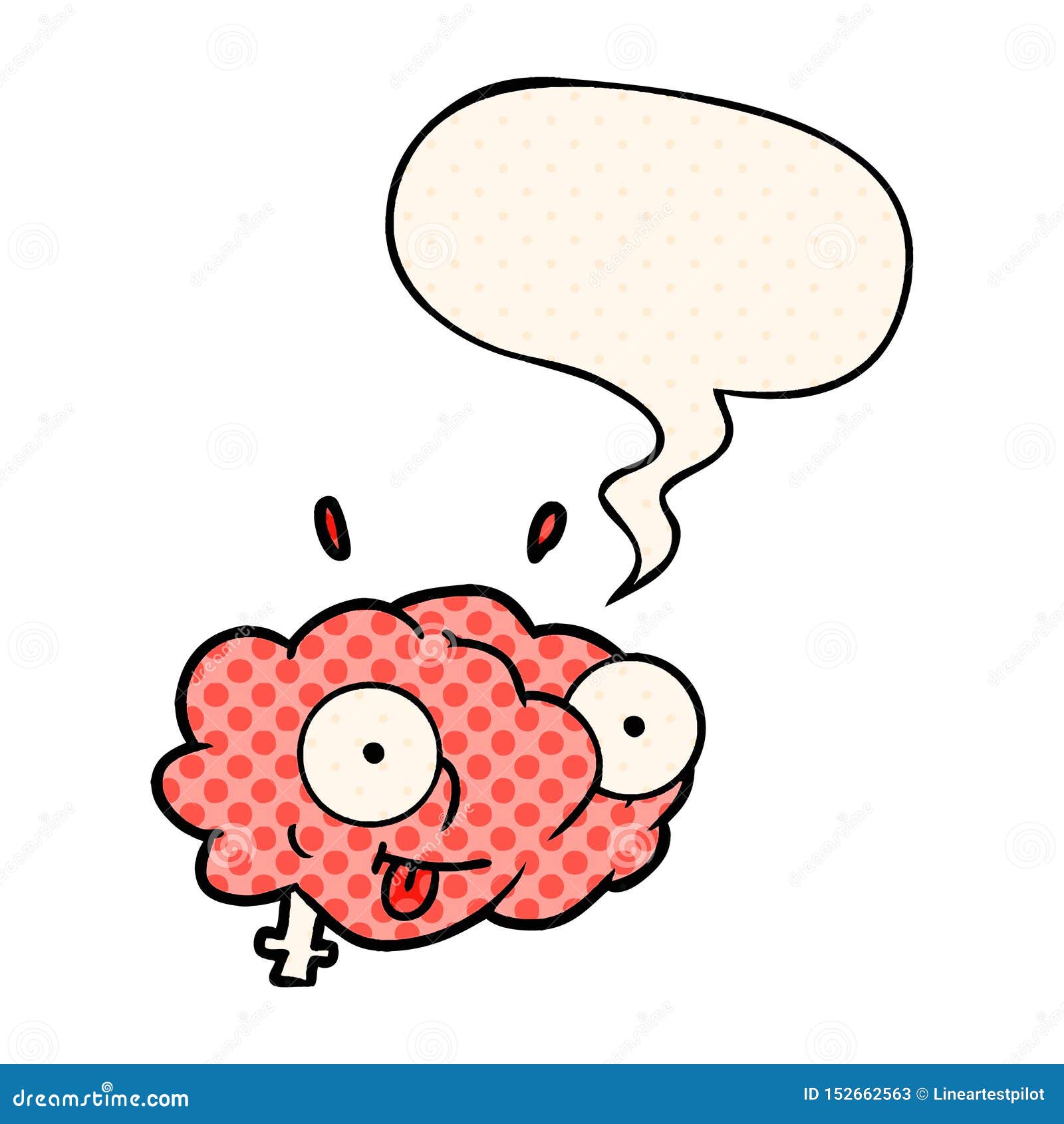 A Creative Funny Cartoon Brain and Speech Bubble in Comic Book Style ...