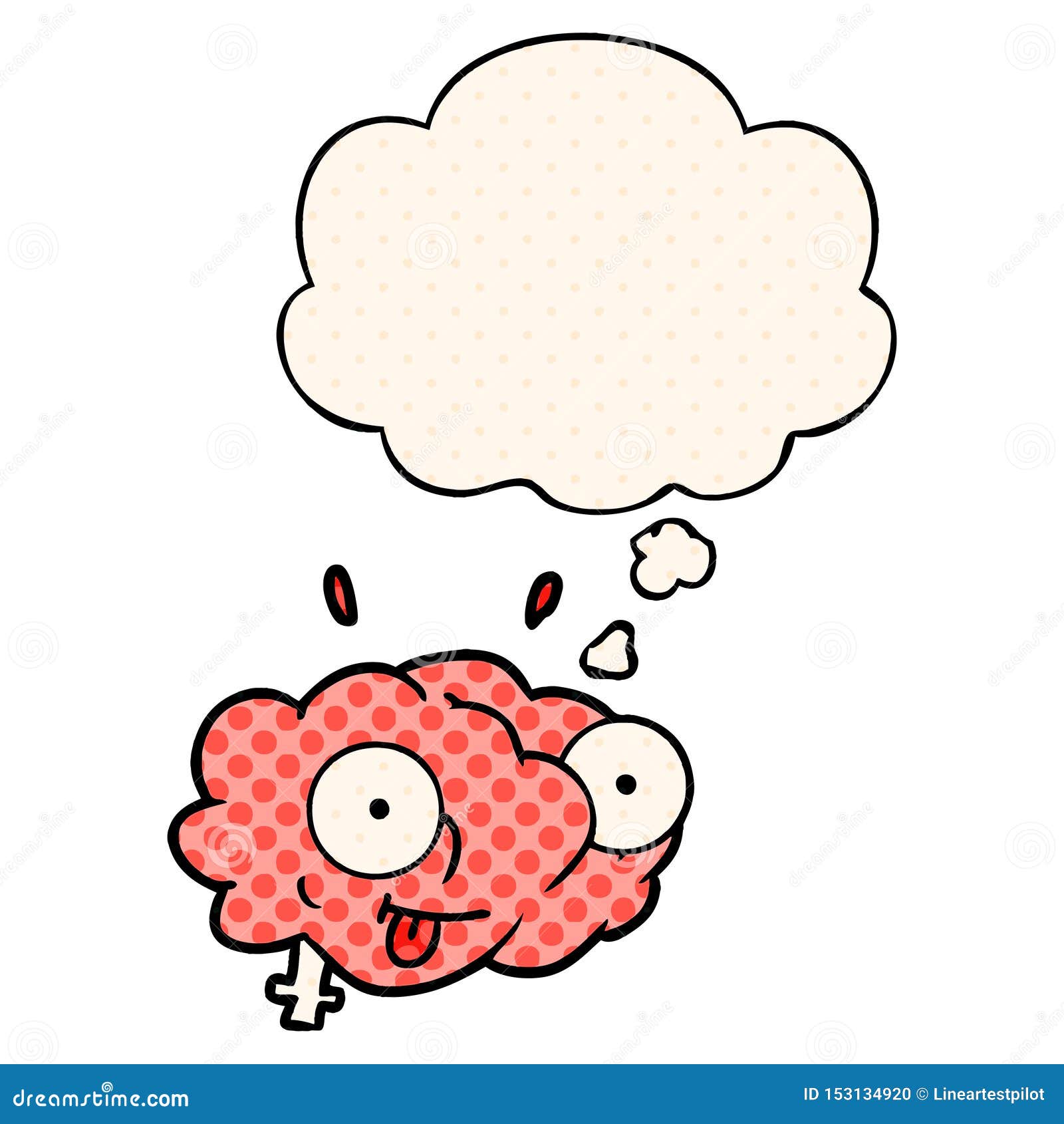 A Creative Funny Cartoon Brain and Thought Bubble in Comic Book Style ...
