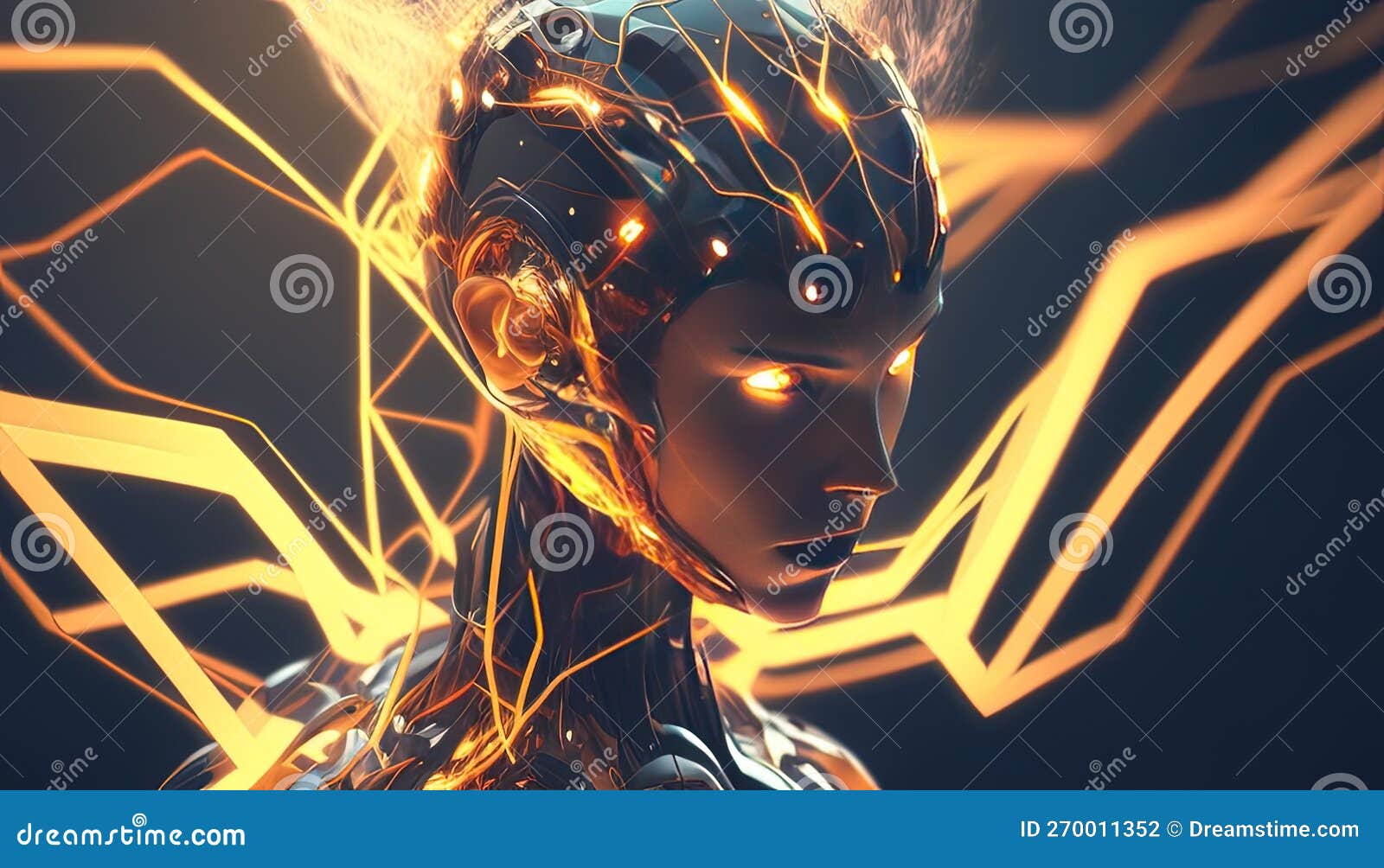 Creative Fusion of Circuitry and Head Shape, Symbolizing Human-machine ...