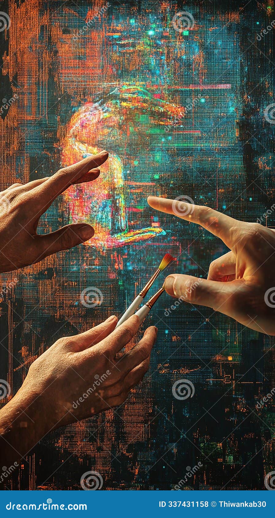 Creative Fusion Where Traditional Techniques Meet Digital Art Stock ...