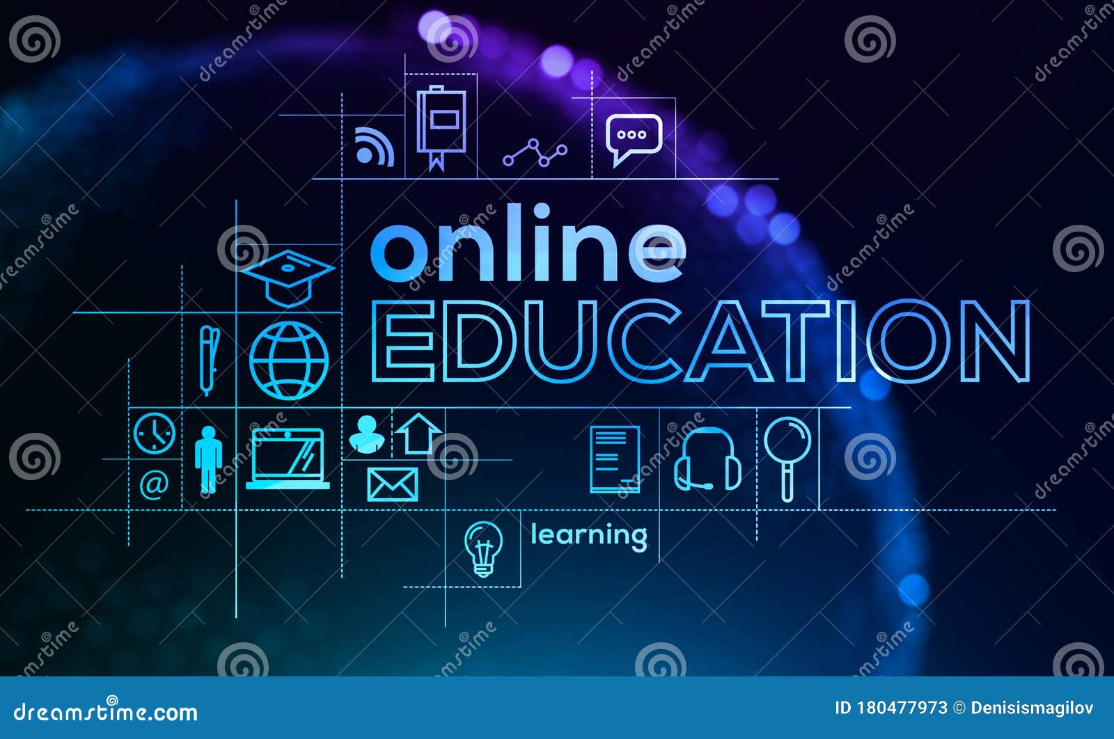 Creative Futuristic Online Education Interface Stock Illustration ...