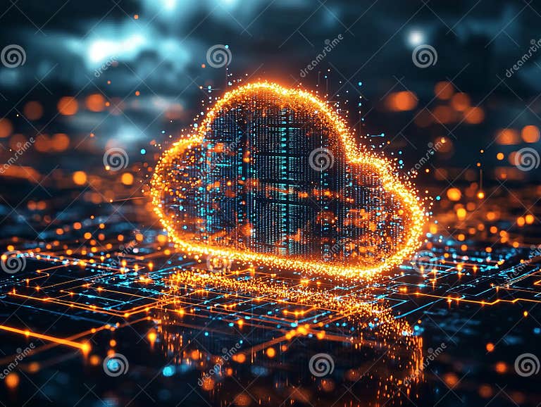 Creative Representation of Cloud Computing with Glowing Data Flow ...