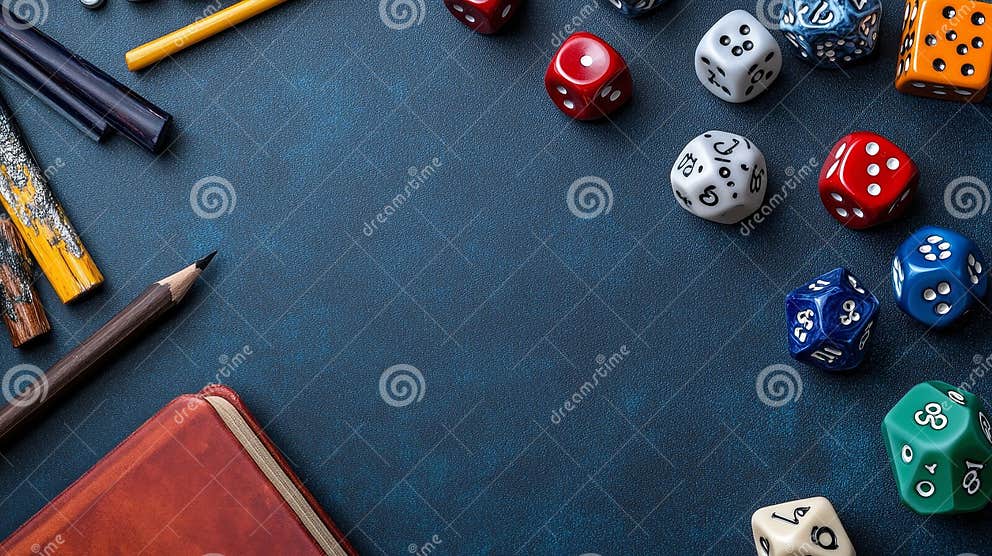 Creative Game Design Workspace Dice Pencils Notebook Gaming Creativity ...