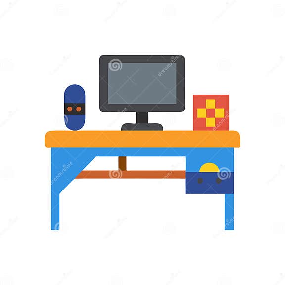 Creative Gaming Desk Icon for Ergonomics Stock Illustration ...