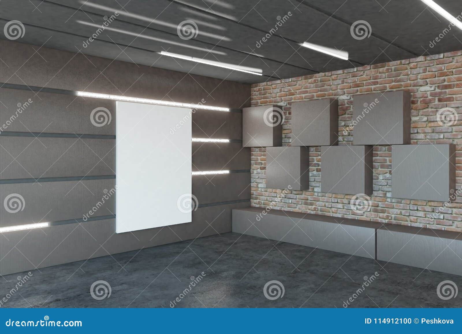 Creative Garage with Empty Billboard Stock Illustration - Illustration ...
