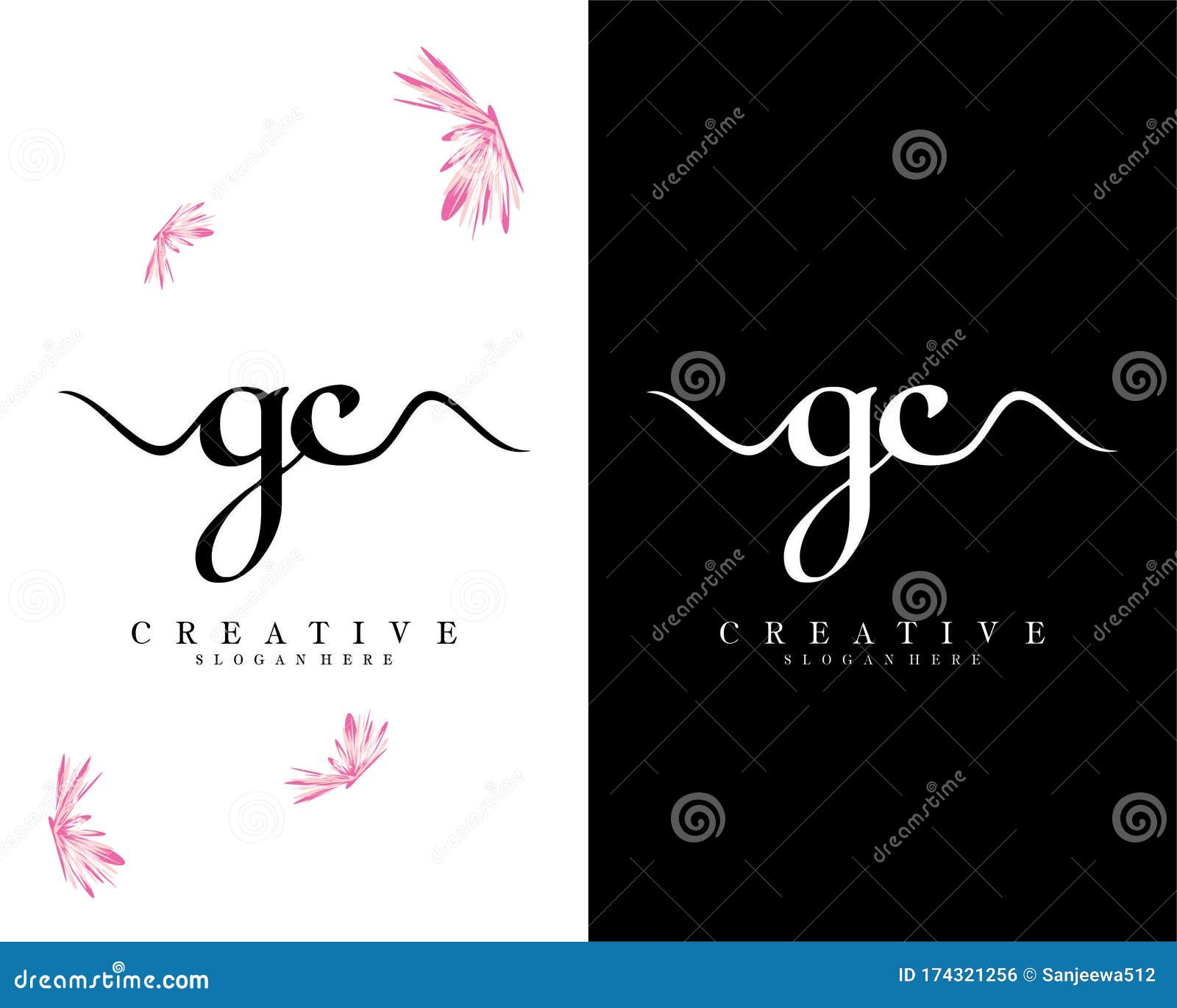 Creative Letter Gc, Cg Initial Handwriting Logo Design Vector Stock ...