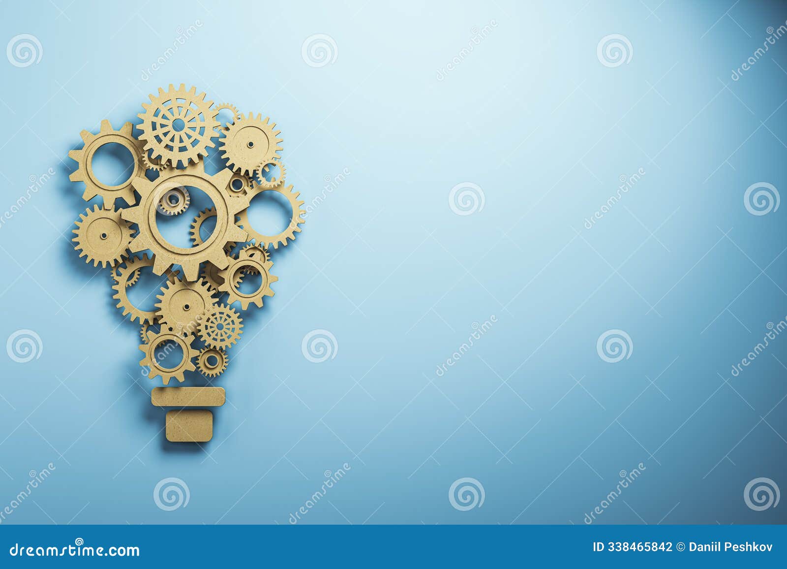 Creative Gear Light Bulb on Blue Backdrop with Mock Up Place. Idea ...