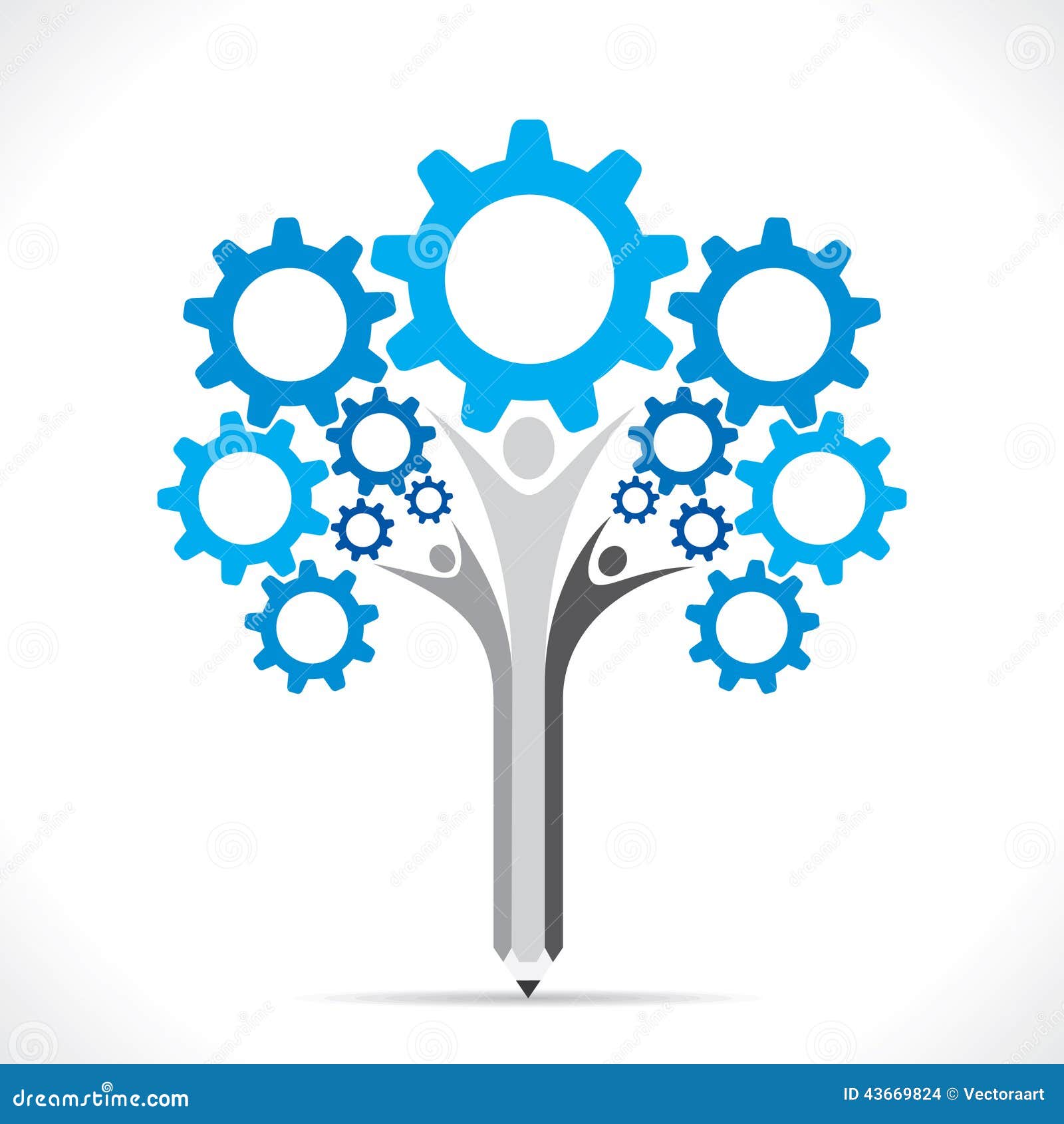 Creative Gear Pencil Tree Design Concept Stock Vector - Illustration of ...