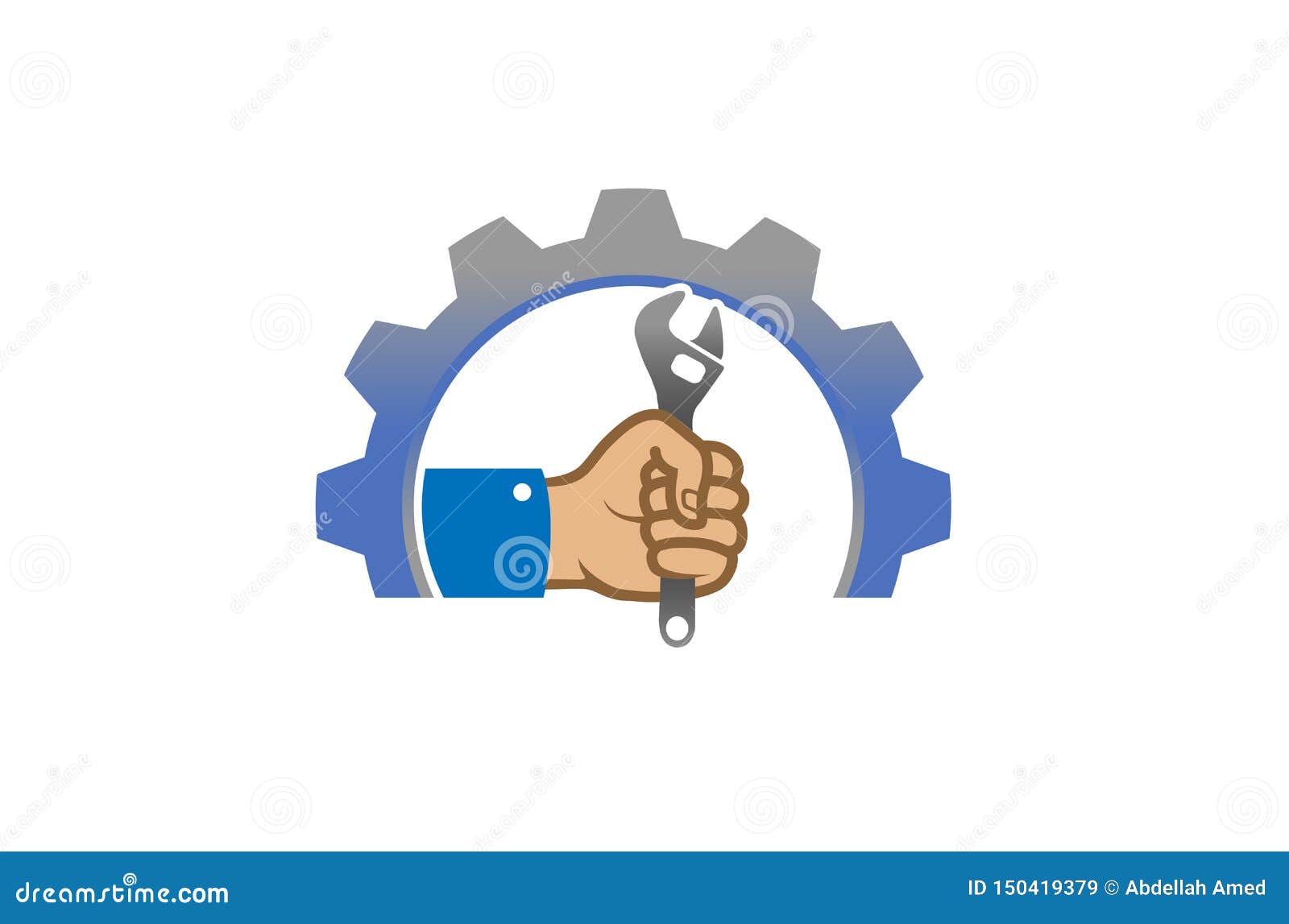 Creative Gear Wrench Hand Service Logo Design Illustration Stock Vector ...