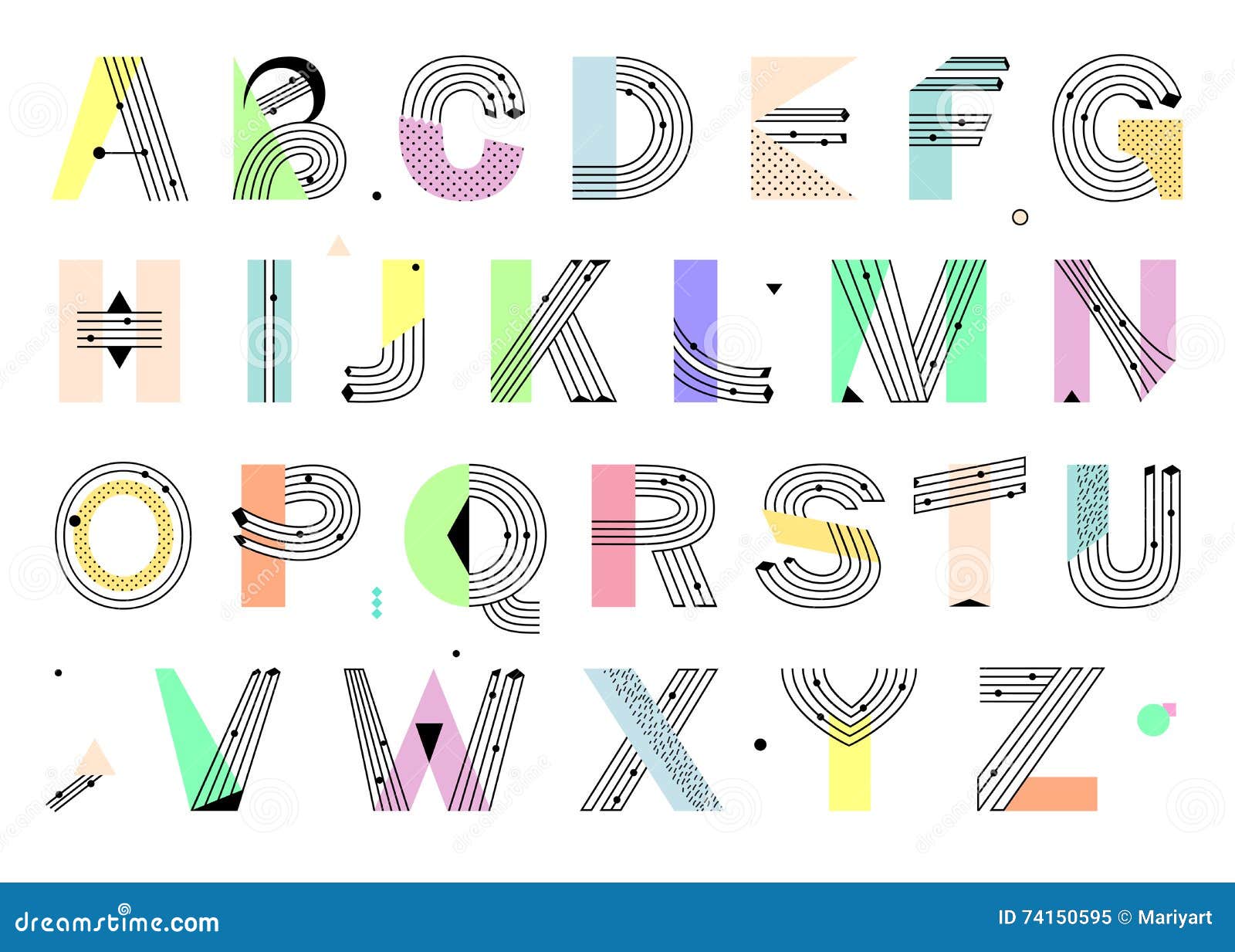 Creative Geometric Alphabet. Postmodernist Design Stock Vector ...