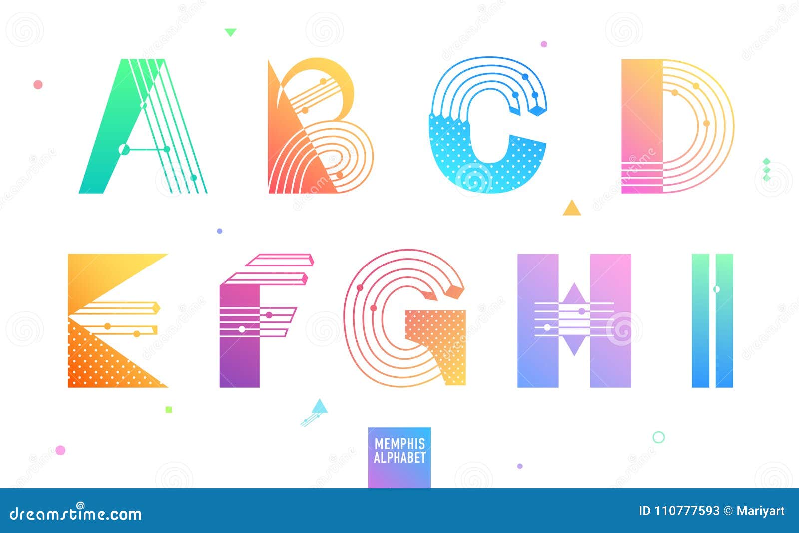 Creative Geometric Alphabet Set 1 of 3. Postmodernist Design Typeface ...