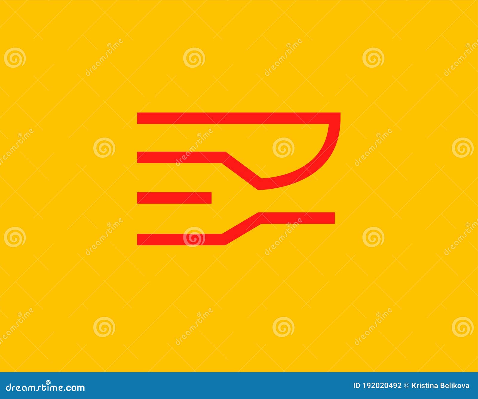 Abstract Geometric Red Logo Icon Linear Image Fork and Knife for Your ...