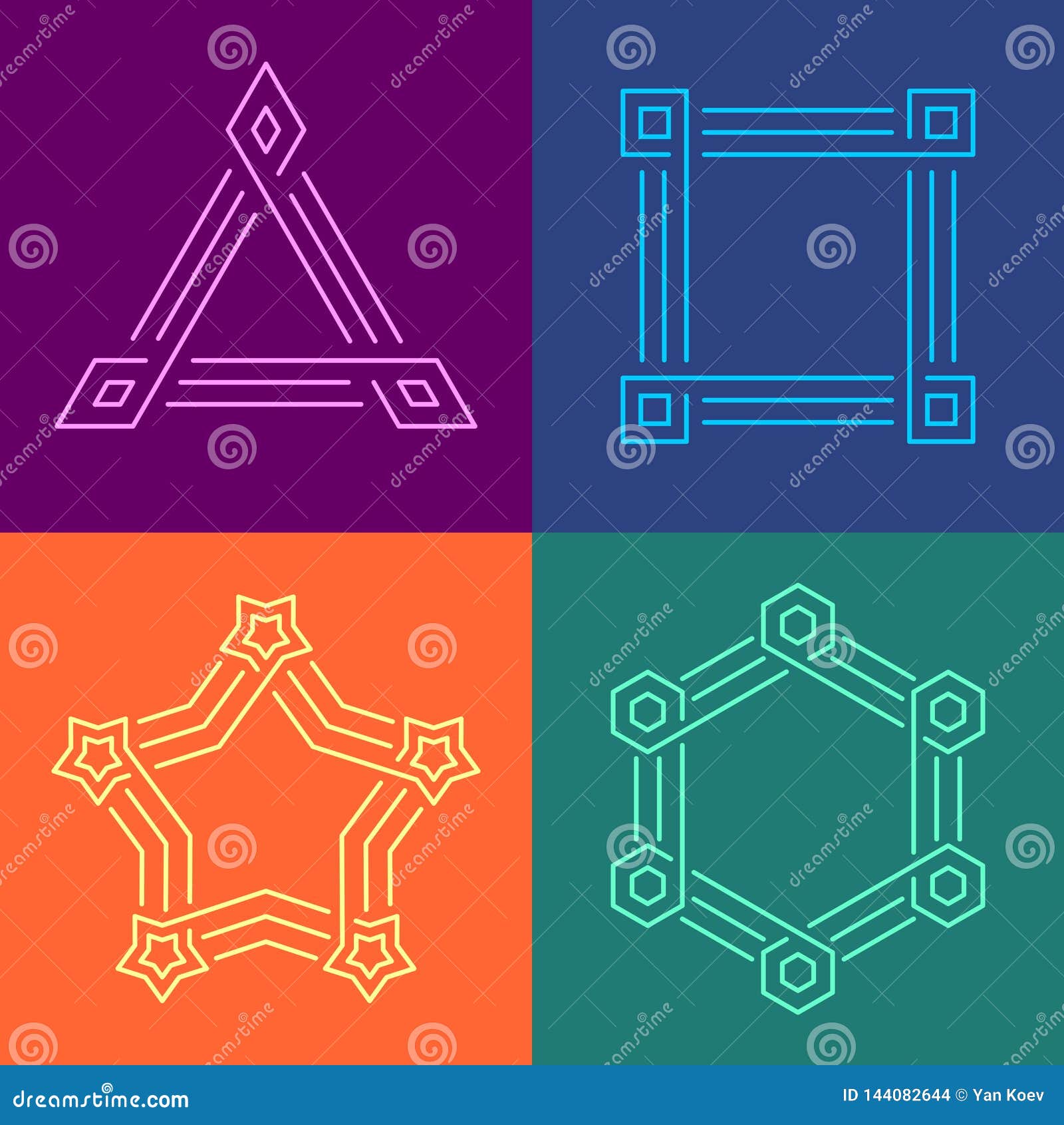 Linear Triple Triangle Icon From Geometry Outline Collection. Thin Line ...