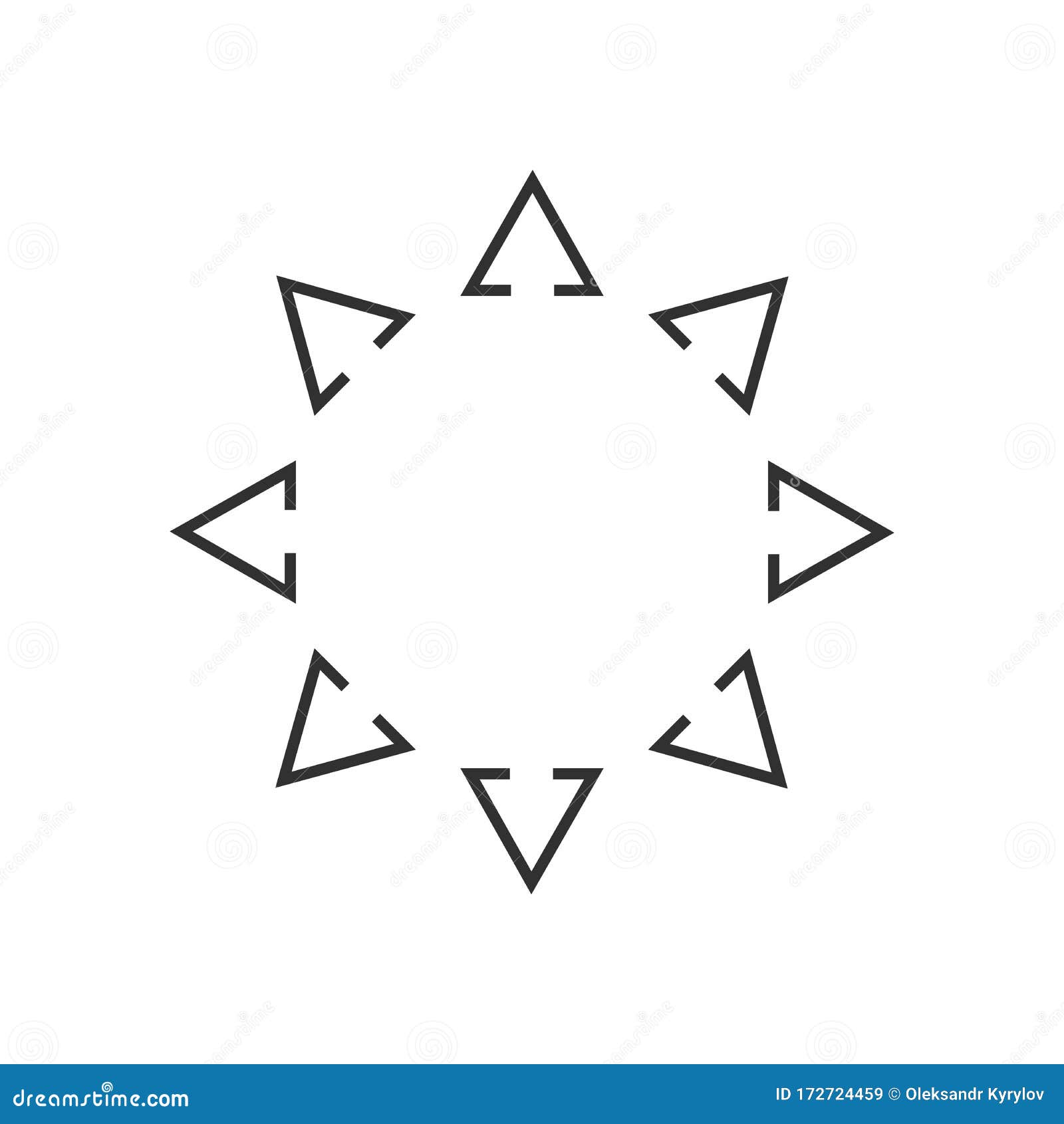 Creative Geometric Sun Concept. Rays Out of Triangles in Linear Style ...