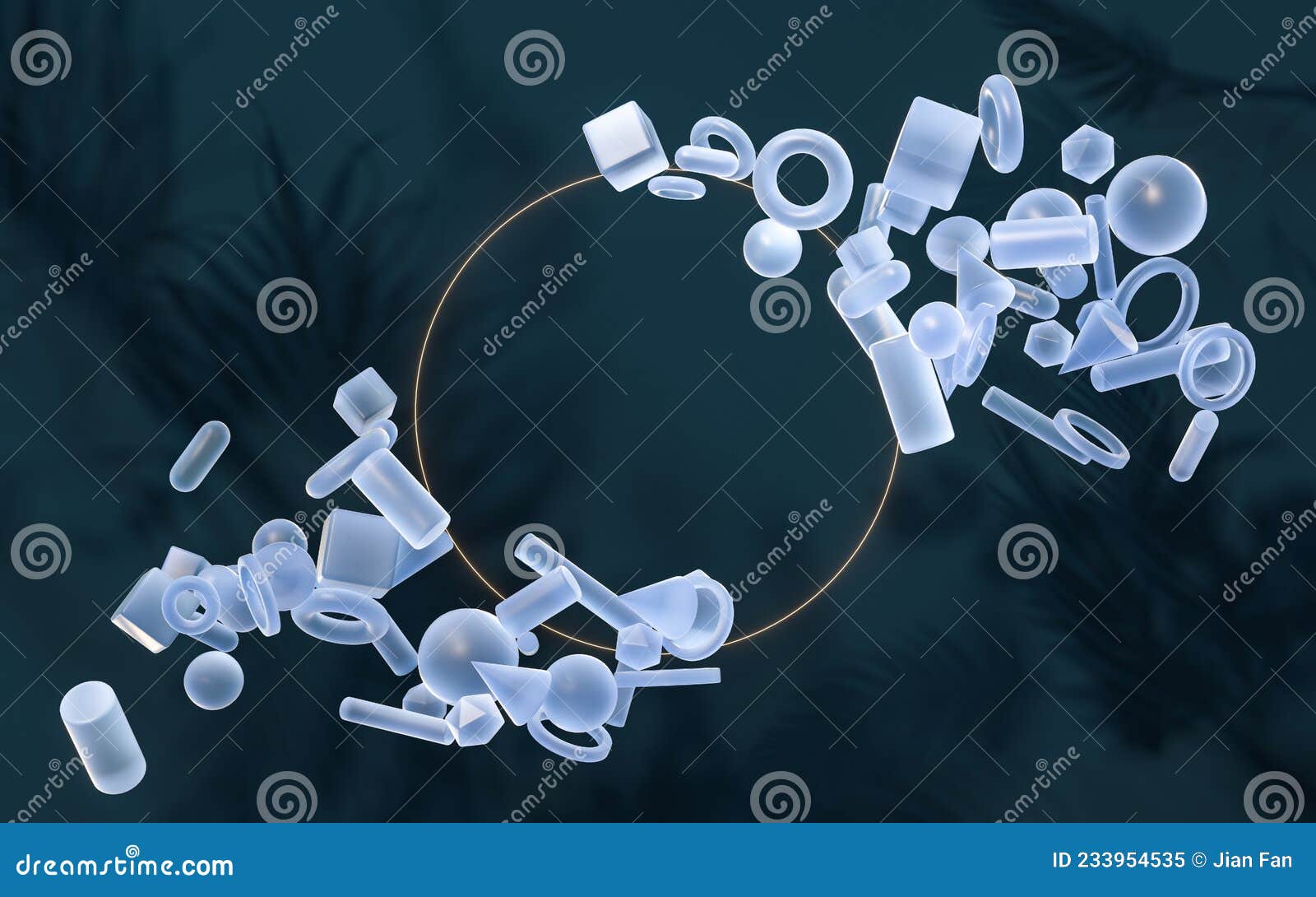 The Creative Geometries with Metal Circles, 3d Rendering Stock ...