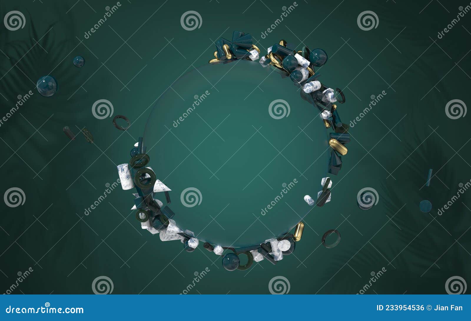 The Creative Geometries with Metal Circles, 3d Rendering Stock ...