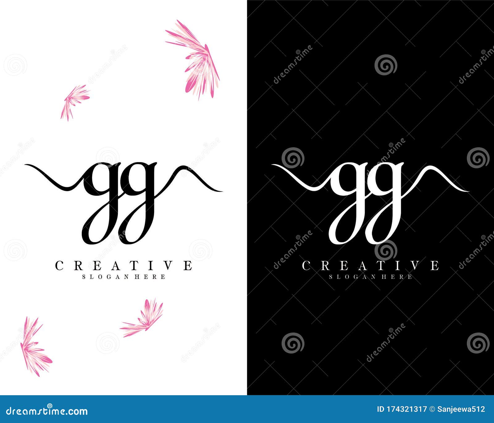 Creative Letter Gg, G Initial Handwriting Logo Design Vector Stock ...