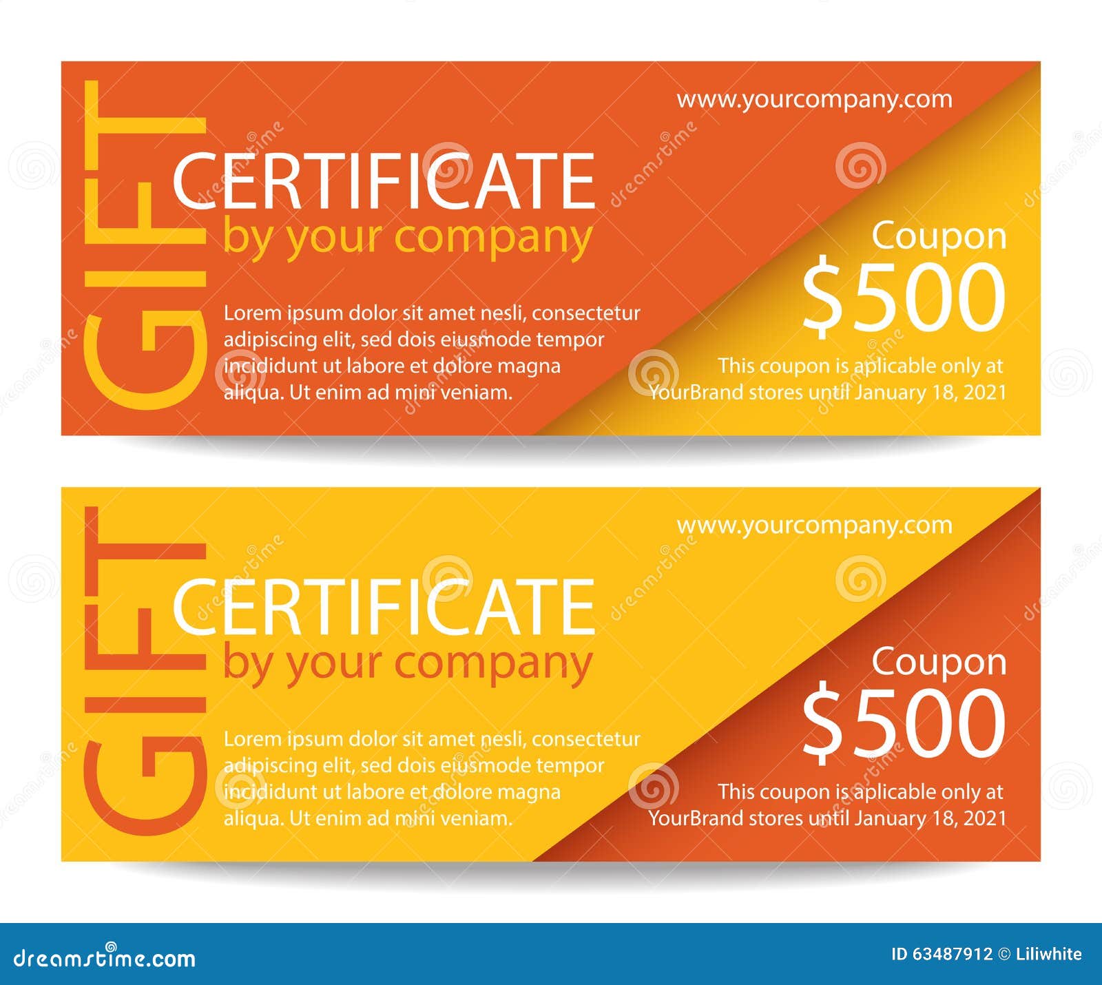 Creative Gift Certificate with Orange and Yellow B Stock Vector ...