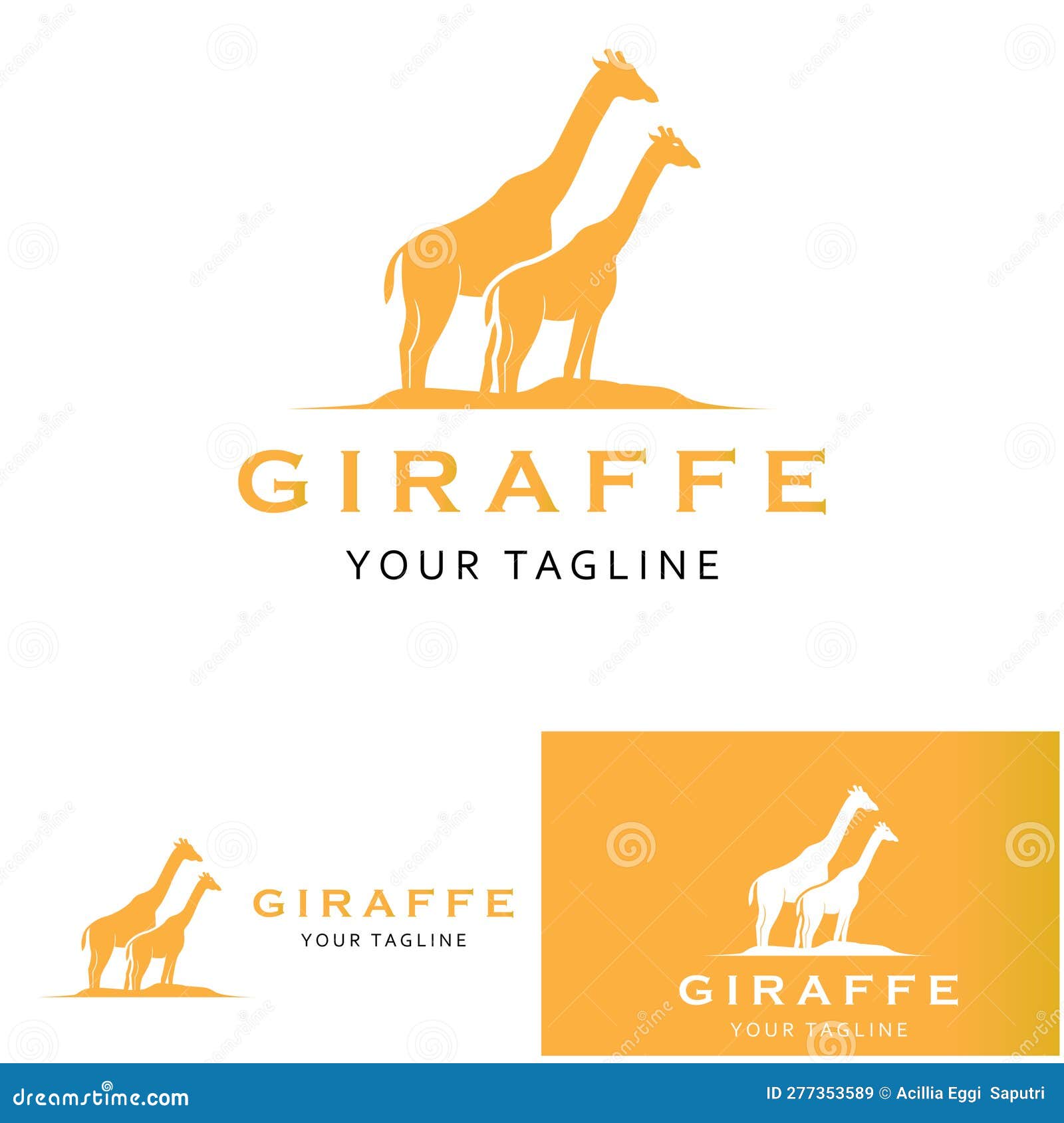Giraffe Logo with Slogan Template Stock Vector - Illustration of safari ...