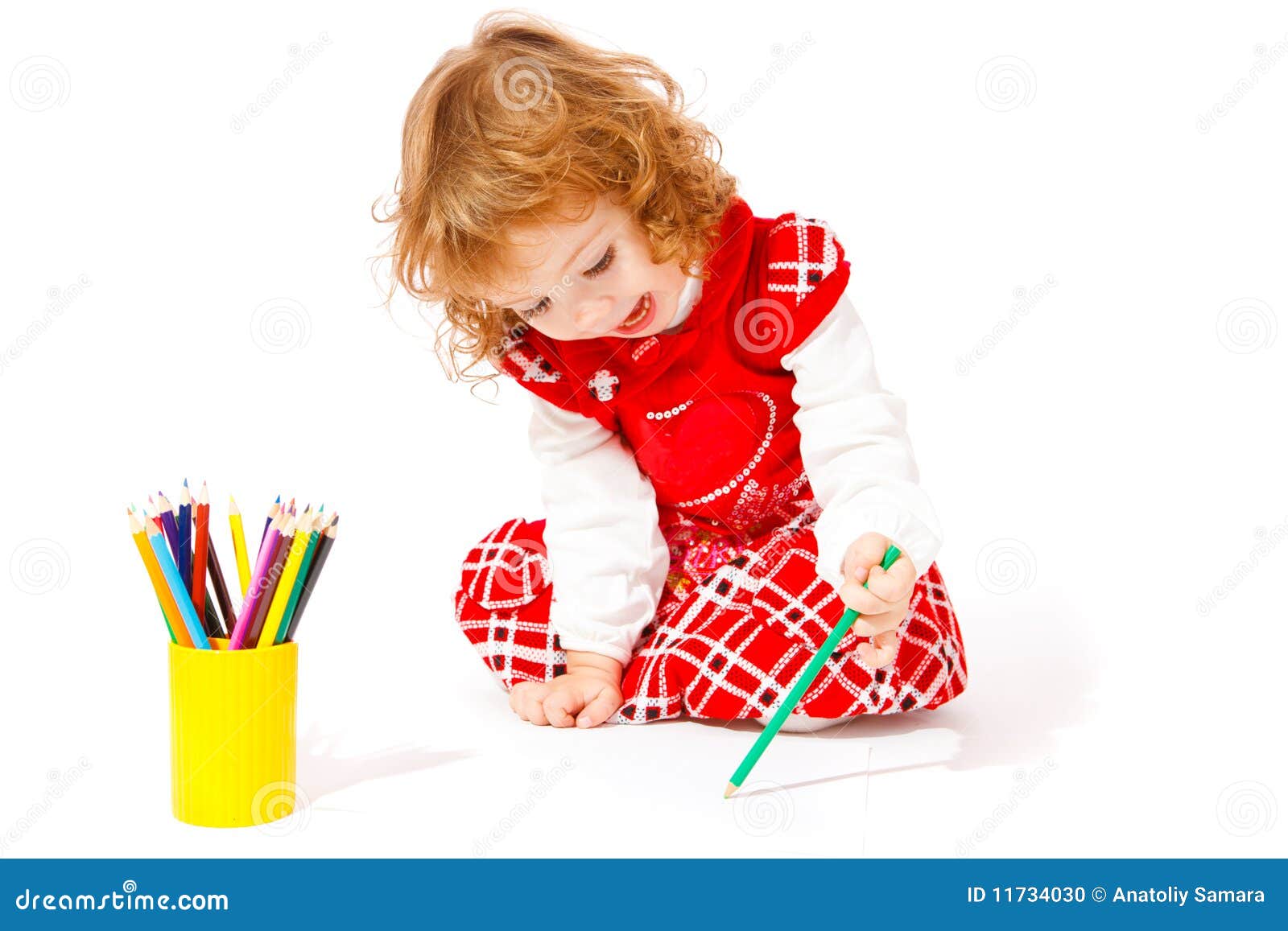 Creative girl with pencils stock photo. Image of positive - 11734030