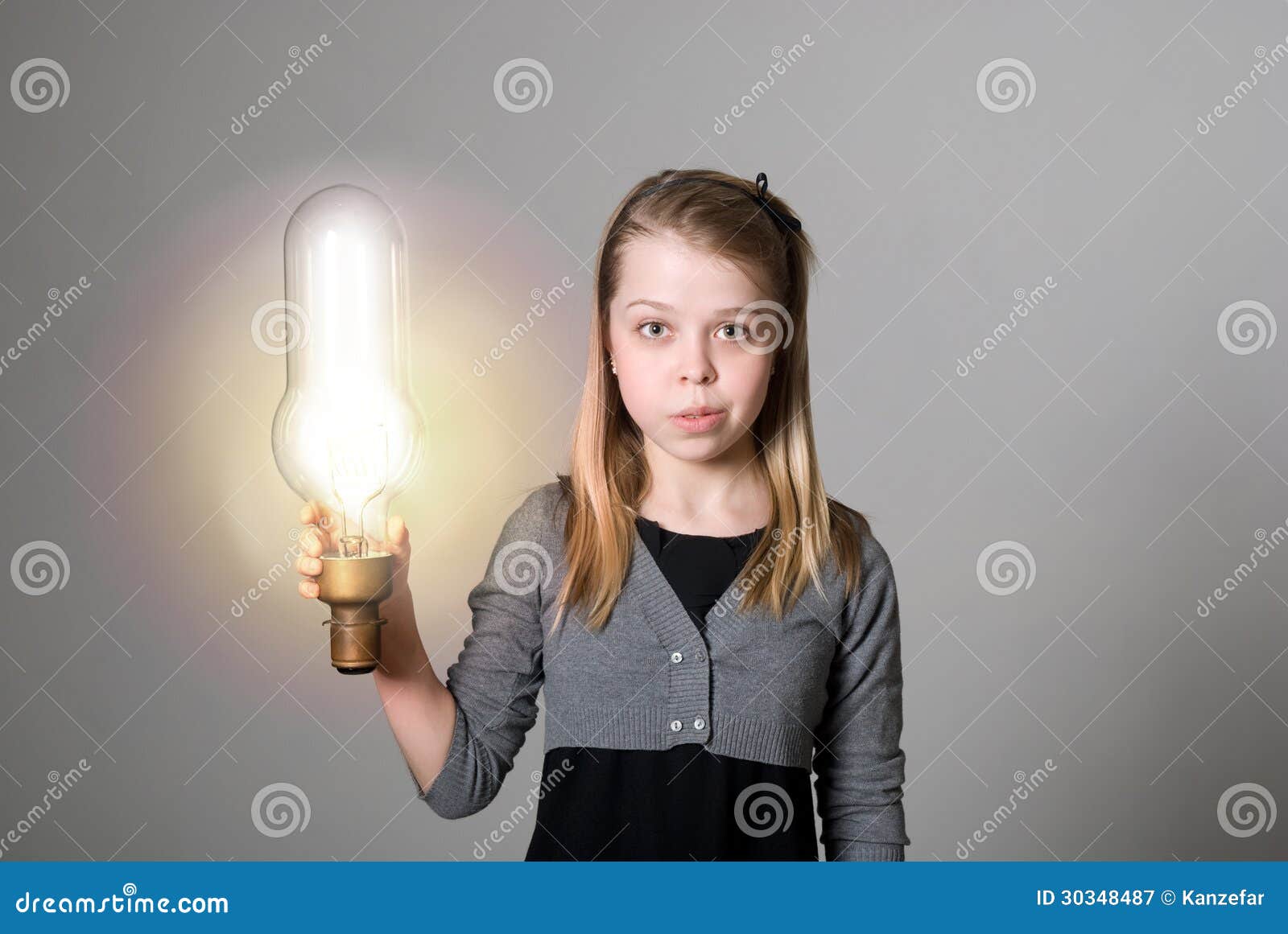 Creative Girl Thinking of Ideas Stock Image - Image of illuminated ...