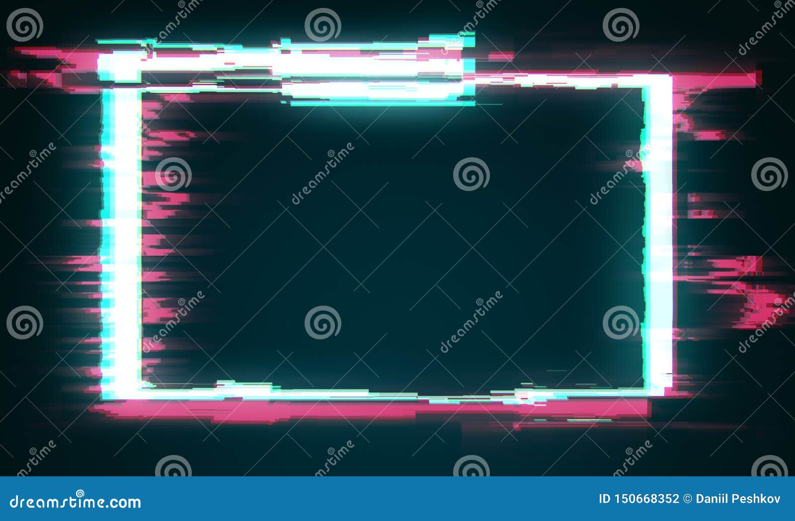 Glitch Banner With Color Distortions. Abstract Horizontal Lines. TV ...