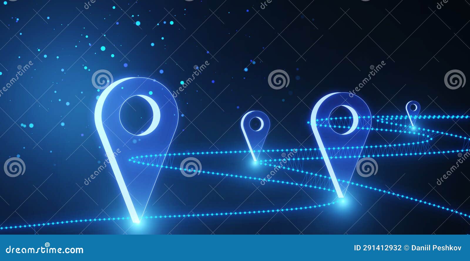 Creative Glowing Digital Geolocation Backdrop. 3D Rendering Stock ...