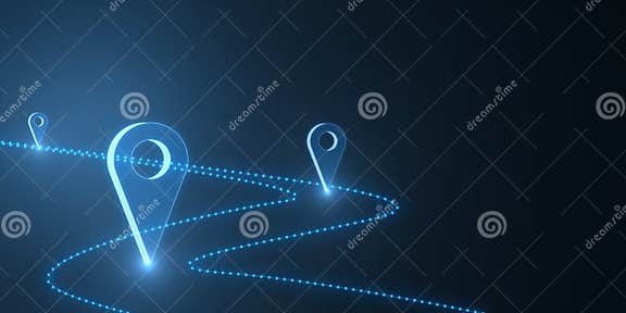 Creative Glowing Digital Geolocation Background. 3D Rendering Stock ...