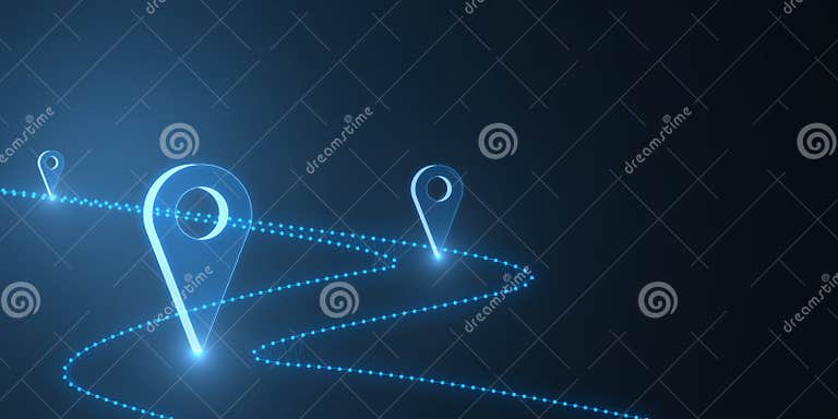 Creative Glowing Digital Geolocation Background. 3D Rendering Stock ...