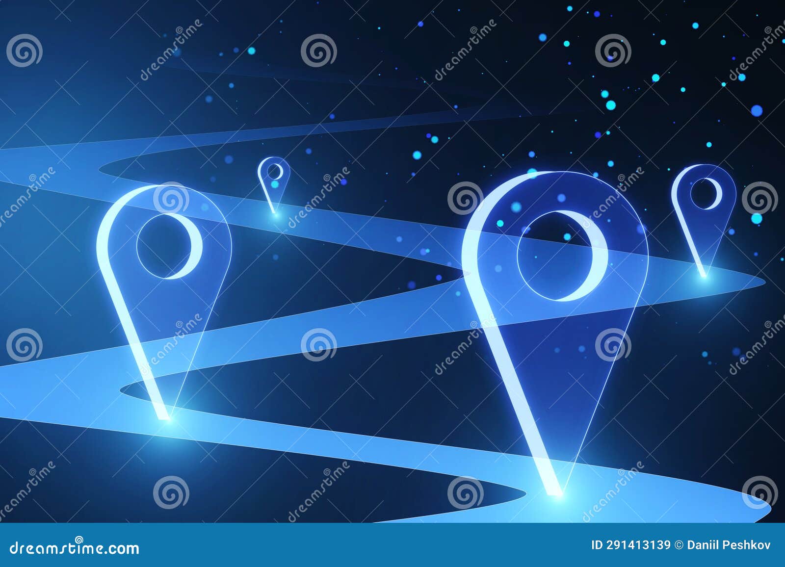 Creative Glowing Digital Geolocation Texture. 3D Rendering Stock ...