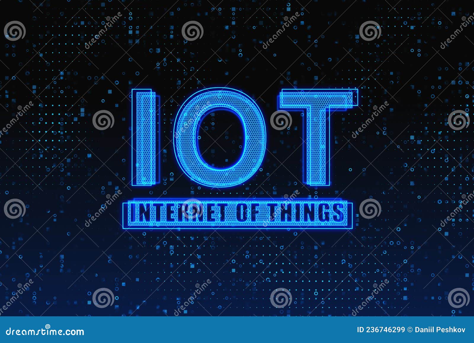 Creative Glowing Blue IOT Background. Internet of Things Concept Stock ...
