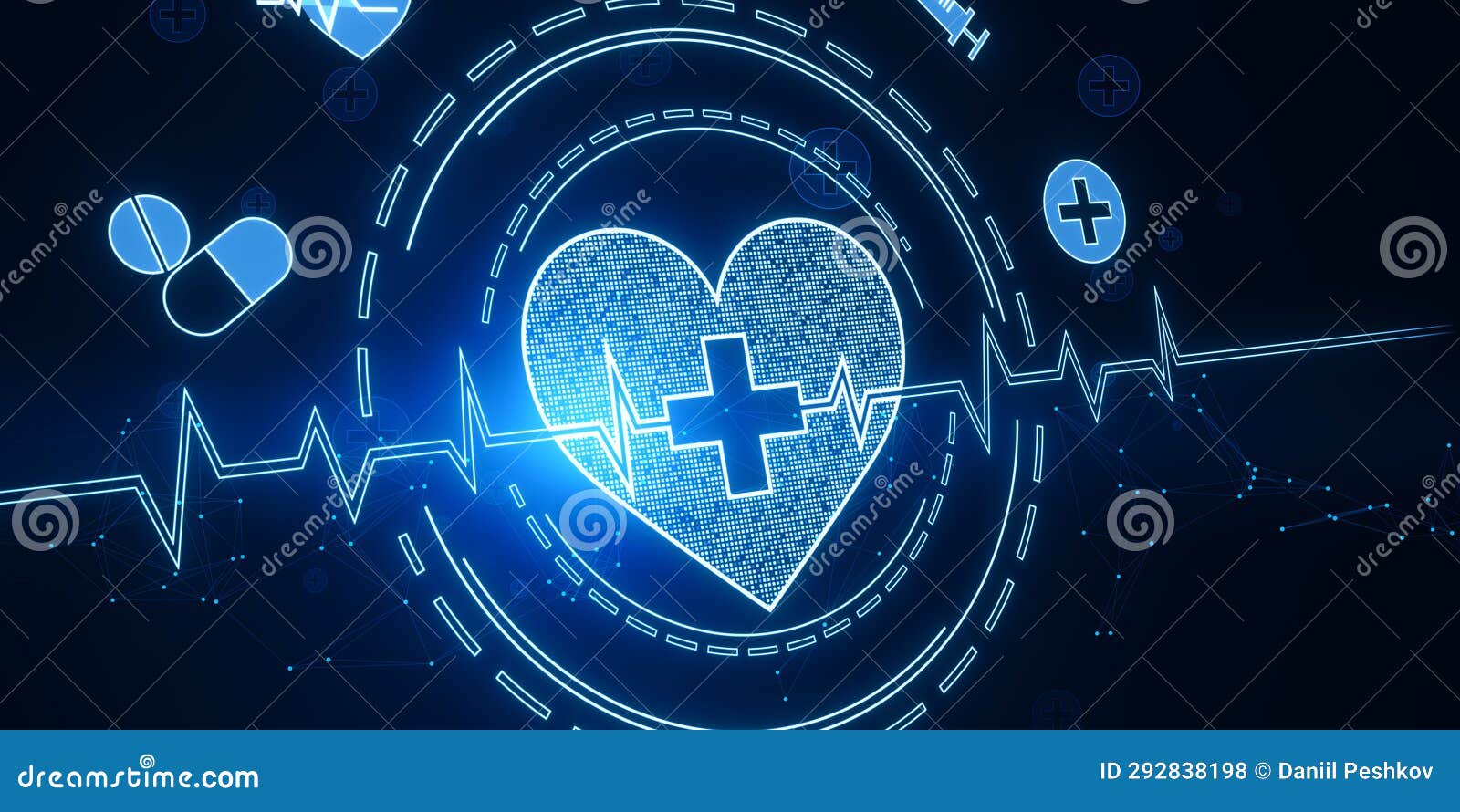 Creative Glowing Bright Medical Heart Interface on Blurry Backdrop ...