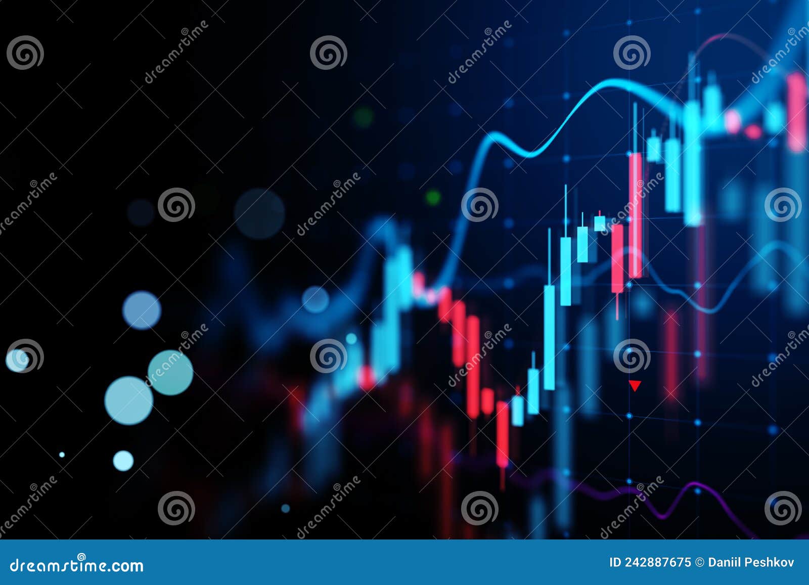 Creative Glowing Candlestick Forex Chart on Dark Backdrop. Finance ...