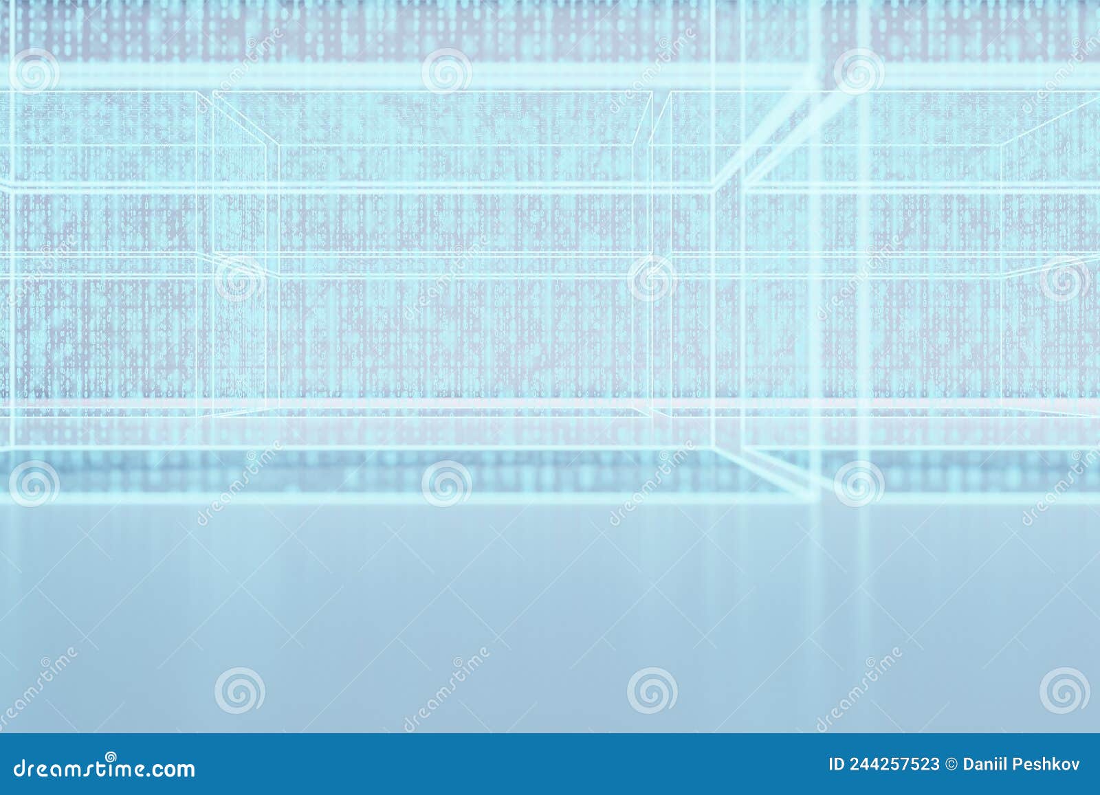 Creative Glowing Cyber Binary Code Room. Technology and Matrix Concept ...