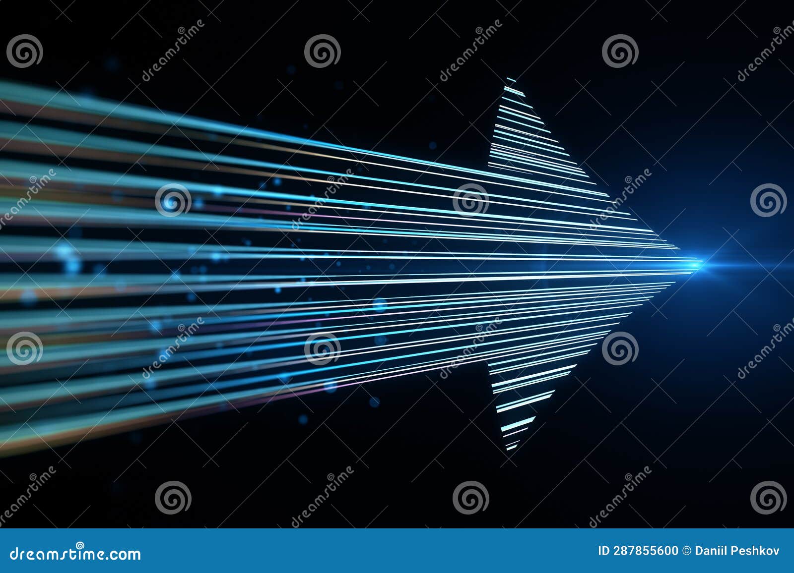 Creative Glowing Digital Arrow Made Up of Tech Lines on Dark Background ...