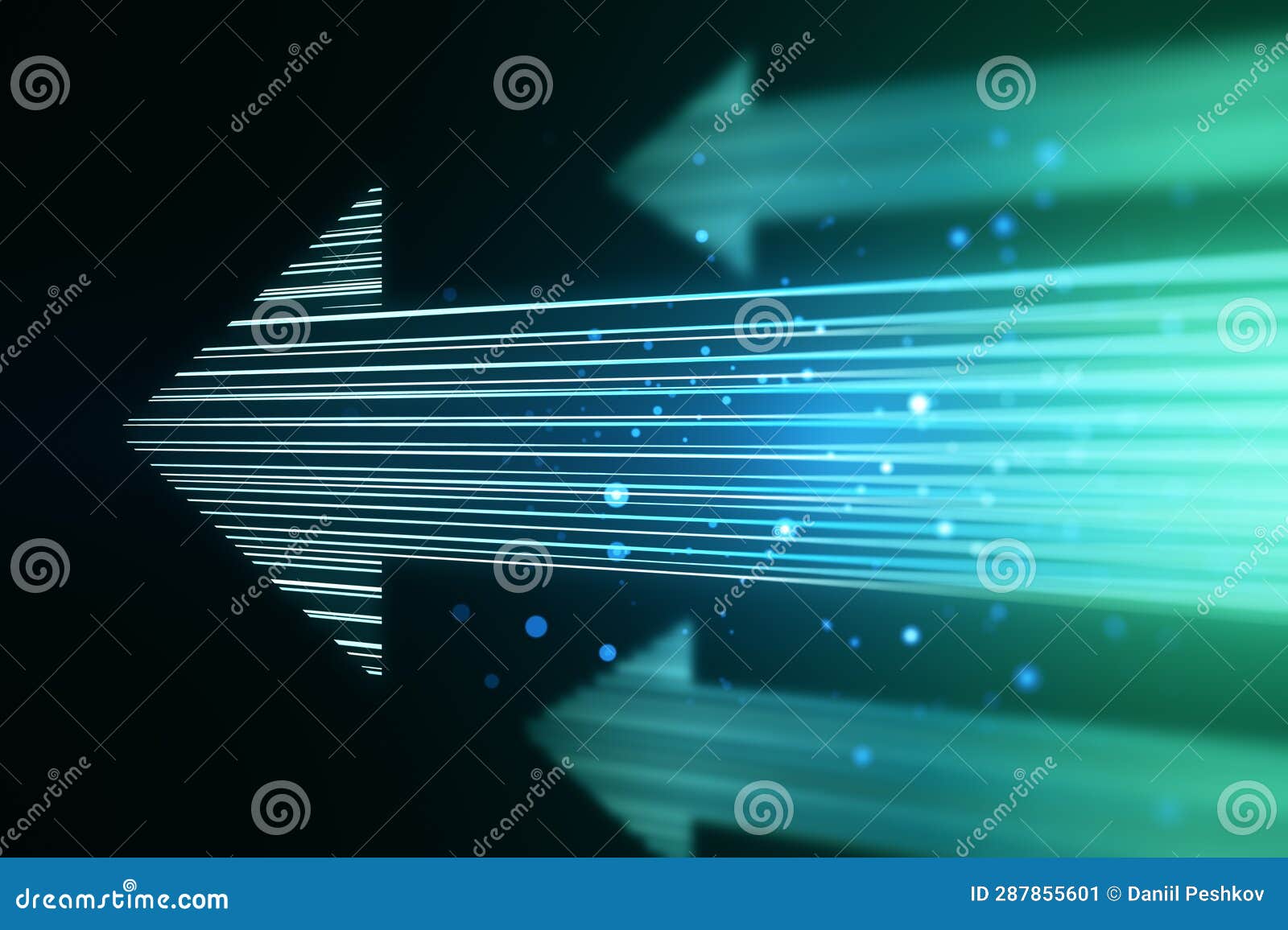 Creative Glowing Digital Arrow Made Up of Tech Lines on Dark Texture ...