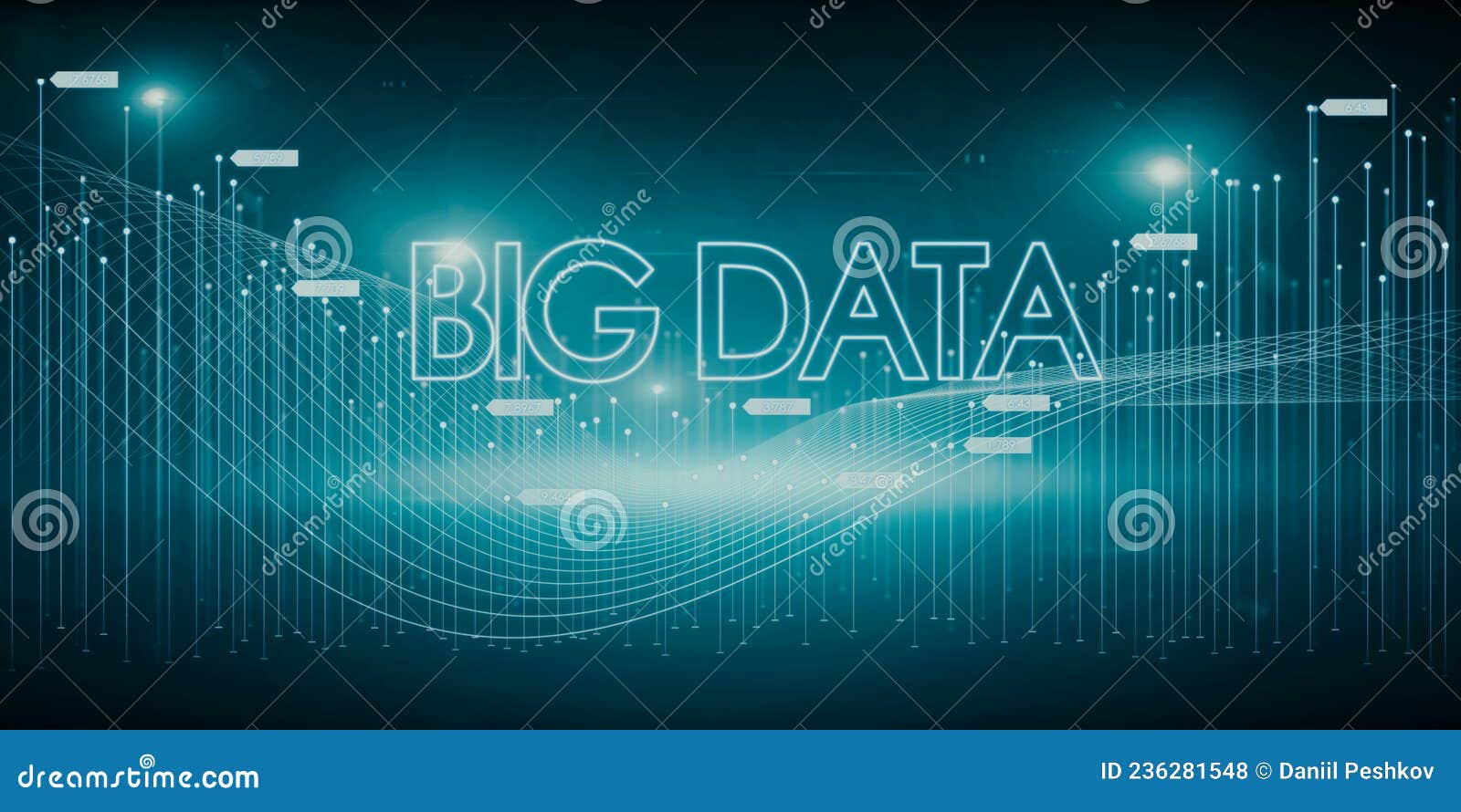Creative Glowing Digital Big Data Wallpaper. Technology and Database ...