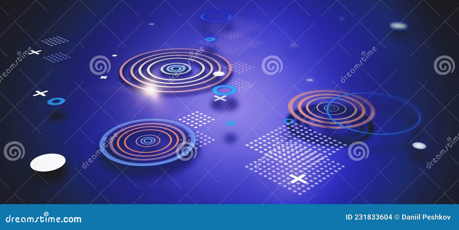 Creative Glowing Digital Blue Background with Tech Elements. Technology ...