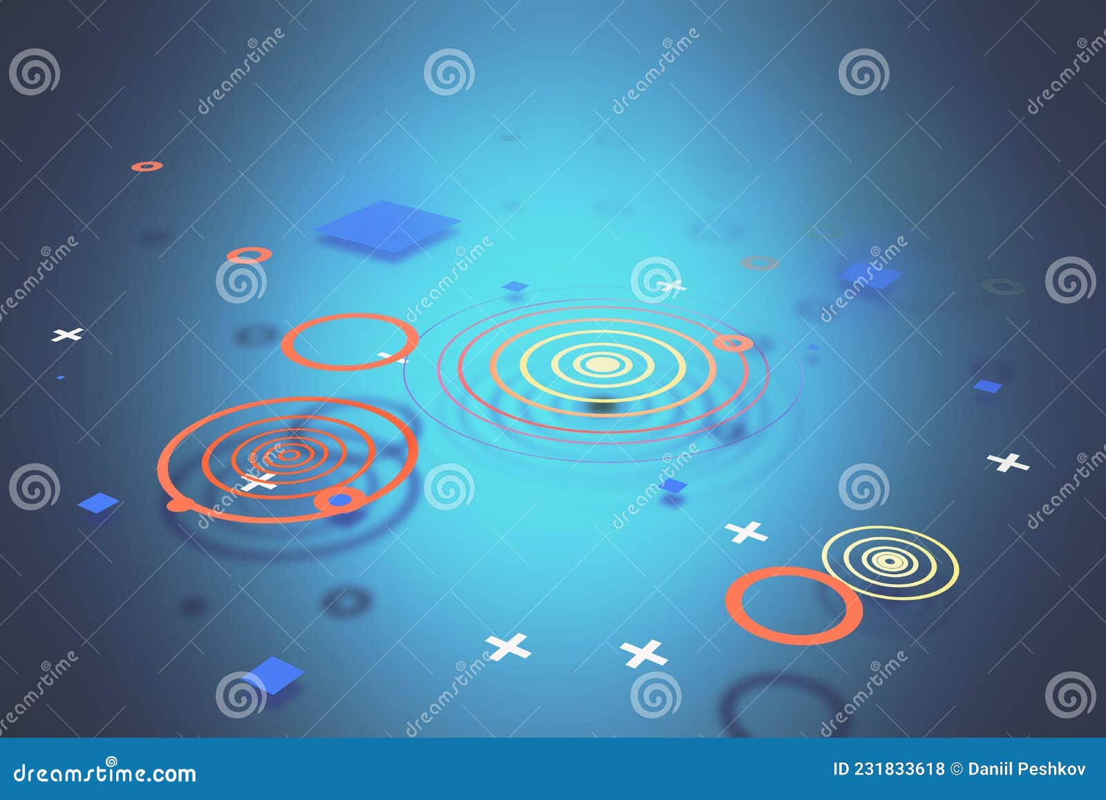 Creative Glowing Digital Blue Background with Tech Elements. Technology ...