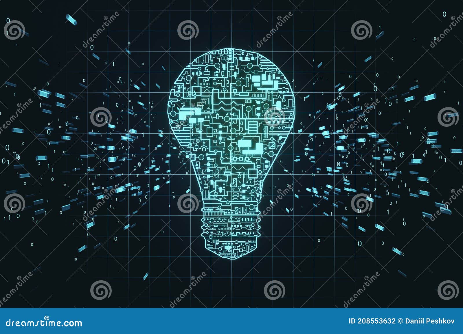 Creative Glowing Digital Circuit Lamp Stock Illustration - Illustration ...