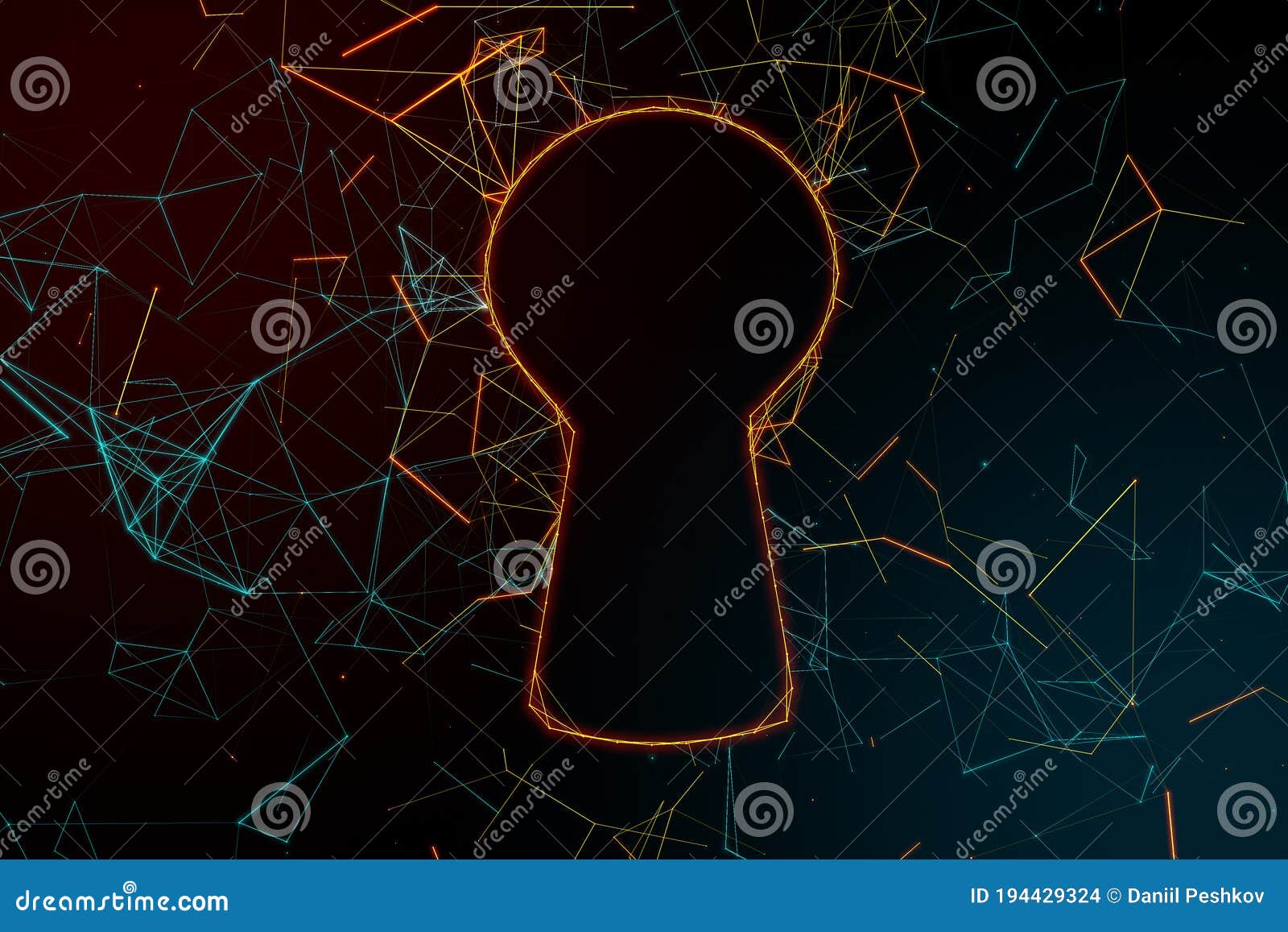 Creative Glowing Digital Keyhole on Polygonal Background Stock ...