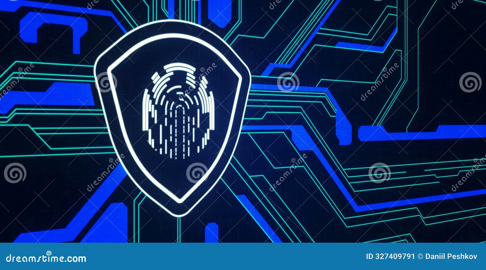 Digital Shield Icon With Check Mark On Binary Code Background. 3D Rendering Stock Photography ...