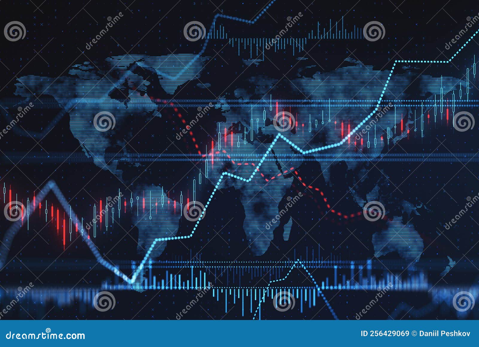 Creative Glowing Forex Chart on Backdrop. Trade, Finance, Stats. 3D ...